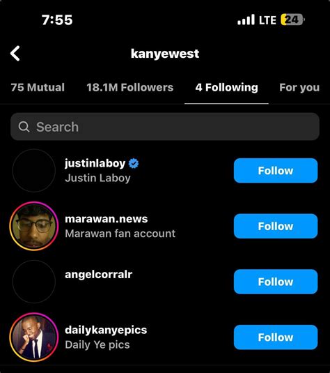 Accounts Ye Follows On Ig R Kanye