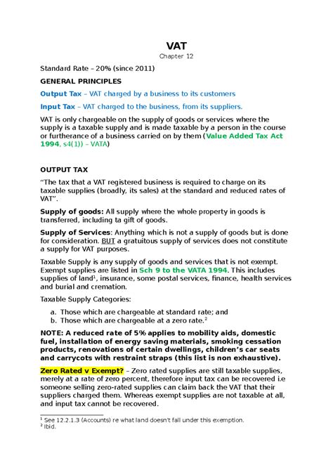 VAT Notes Solicitor S Accounts VAT Chapter Standard Rate Since GENERAL