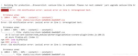 Error Css Minification Error Lexical Error On Line 1 Unrecognized