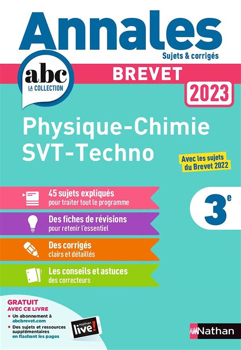 Annales Abc Du Brevet 2023 Physique Chimie Svt Technologie 3e