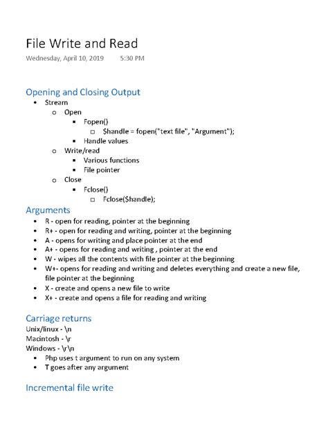 File Write And Read Opening And Closing Output Stream Open Fopen Handle Fopen Text