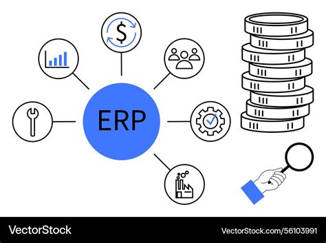 Erp System Structure With Interconnected Elements Vector Image