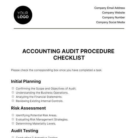 Accounting Audit Procedure Checklist Template Edit Online And Download Example