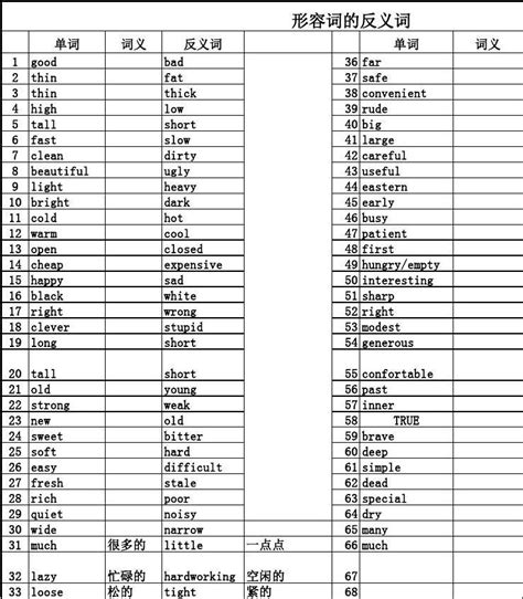 初中英语形容词大全word文档在线阅读与下载免费文档