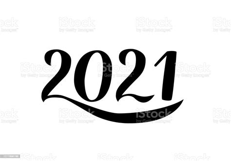 2021 브러시와 함께 손으로 쓴 번호 새해를 위한 서예 문자는 흰색으로 고립되어 있습니다 휴일 타이포그래피 포스터 배너 사인 인사말 카드 초대 장 등 벡터 템플릿을 쉽게
