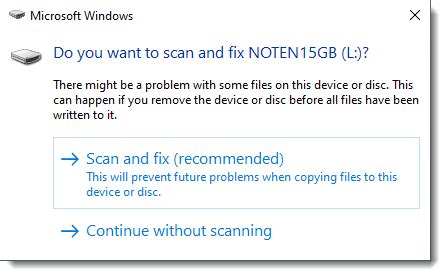 Do You Want To Scan And Fix A Removable Drive Ask Leo