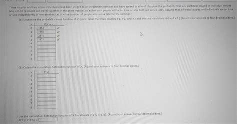 Solved Three Couples And Two Single Individuals Have Been Chegg Com