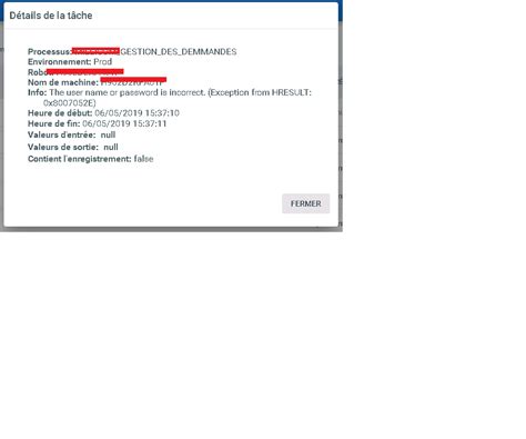 Could Not Start Executor The User Name Or Password Is Incorrect Exception From Hresult