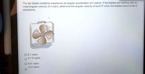 Solved The Fan Blades Suddenly Experience An Angular Acceleration Of 2