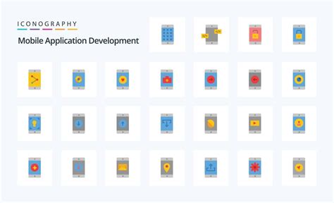 25 Mobile Application Development Flat Color Icon Pack 16994159 Vector