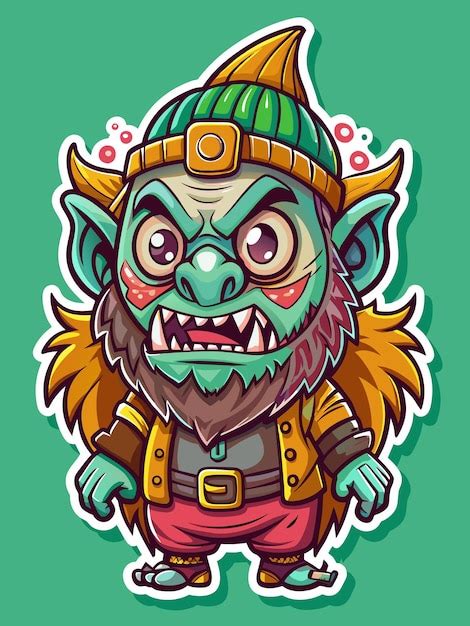 мультфильм монстра с зеленым фоном Премиум Ai сгенерированный вектор