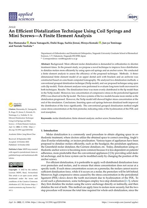 Pdf An Efficient Distalization Technique Using Coil Springs And Mini Screws—a Finite Element