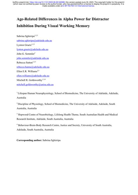 Pdf Age Related Differences In Alpha Power For Distractor Inhibition During Visual Working Memory