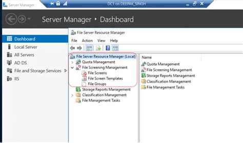 manage file server in windows server 2019 using fsrm