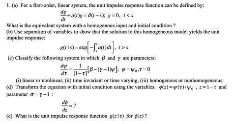 1 A For A First Order Linear System The Unit
