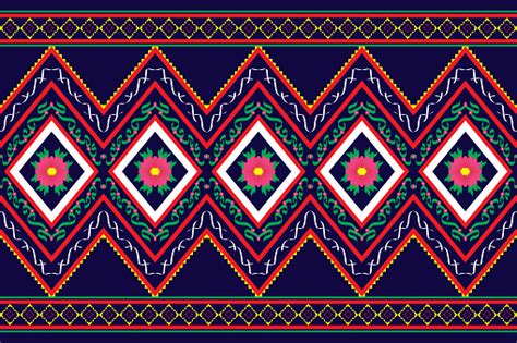 기하학적 디자인 패턴 직물 민족 동양 전통과 자수 스타일 커튼 배경 카펫 벽지 천 포장 바틱 직물 벡터 일러스트 태국 문화에