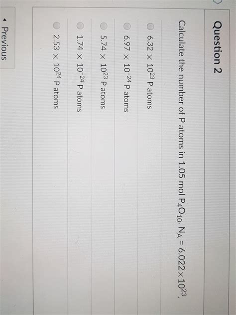 Solved Question Calculate The Number Of P Atoms In Chegg Com