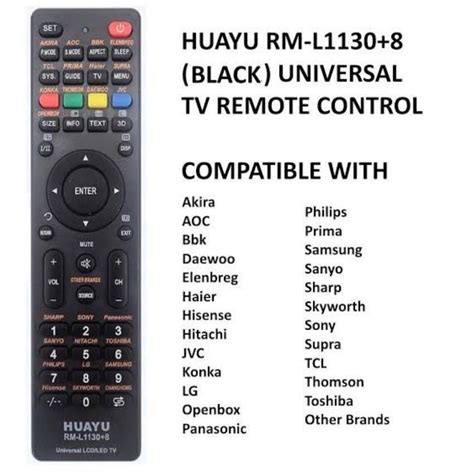 Huayu Rm L1130 12 Led Lcd Universal Tv Remote Control Shopee Philippines