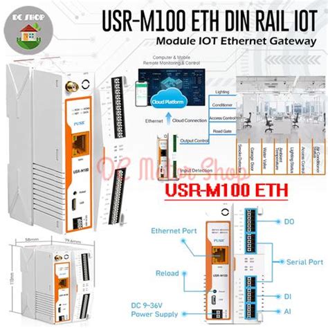 Jual Usr M100 Eth Din Rail Io Module Iot Ethernet Gateway Mqqt Ssl Modbus Jakarta Pusat Dc