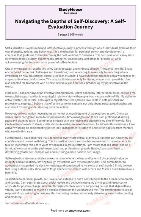 Navigating The Depths Of Self Discovery A Self Evaluation Journey Free