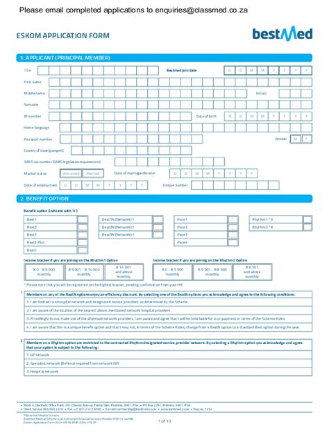 Fillable Online Bestmed Eskom Application Form Fax Email Print Pdffiller
