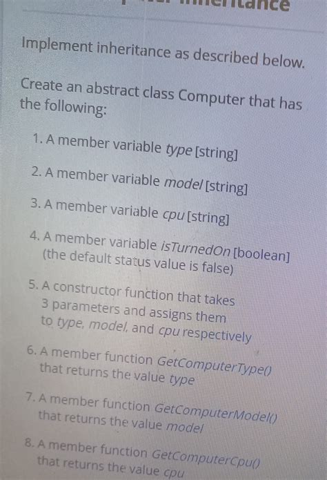 Solved Implement Inheritance As Described Belowcreate An