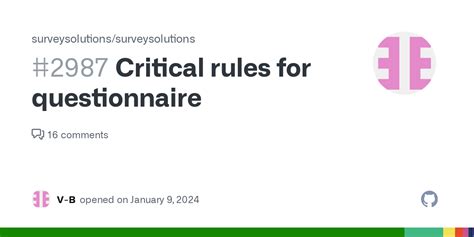 Critical Rules For Questionnaire · Issue 2987 · Surveysolutions