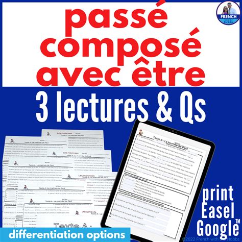 French Passé Composé être Reading Passages And Comprehension Questions Made By Teachers