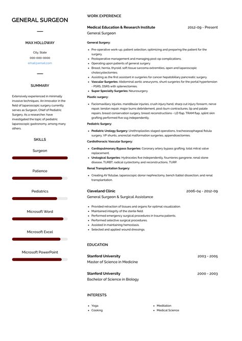 Surgeon Resume Samples And Templates VisualCV