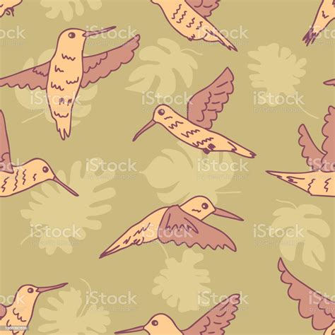 손으로 그린 열대 벌새 원활한 패턴 티셔츠 직물 및 인쇄에 적합합니다 장식과 디자인을위한 낙서 벡터 일러스트레이션 귀여운에 대한 스톡 벡터 아트 및 기타 이미지 Istock