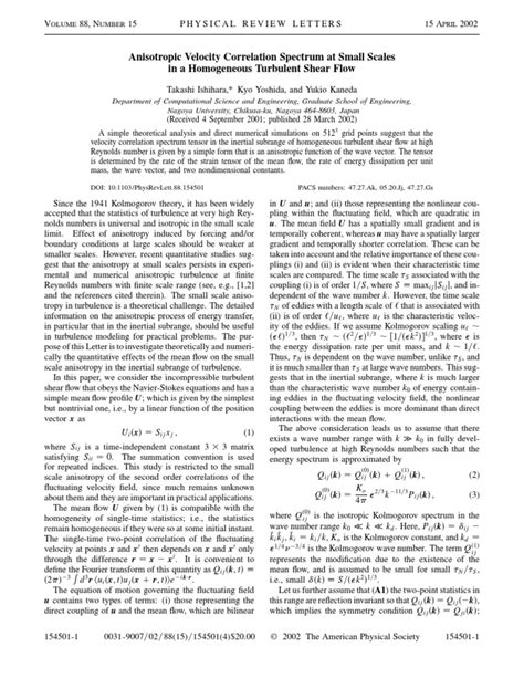 Takashi Ishihara Kyo Yoshida And Yukio Kaneda Anisotropic Velocity Correlation Spectrum At