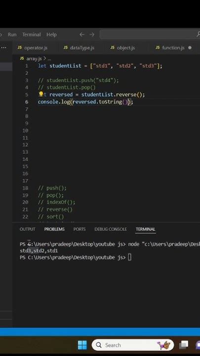 Tostring Function In Javascript Javascript Arrays Arrayfunctions Coder Coding Youtube