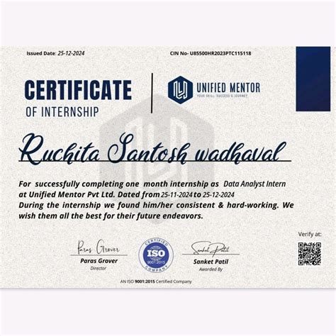 I Have Successfully Completed My Internship Its Strengthened My Data Ruchita Wadhaval