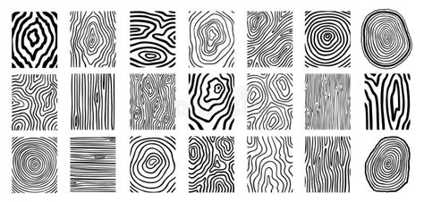 Wood Lines Texture Material Doodle Hand Drawn Line Set Rings And