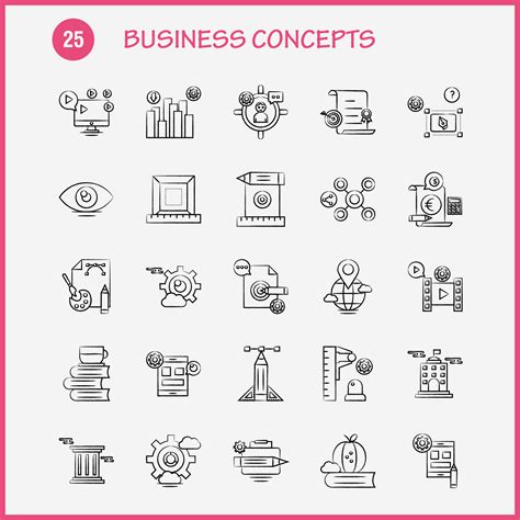 Business Concepts Hand Drawn Icons Set For Infographics Mobile Uxui Kit And Print Design Include