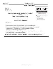 CS Test Final Solution Pdf Name ID Number Lab Time Day Pages
