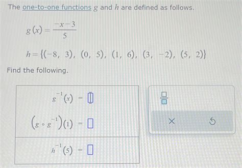 Solved The One To One Functions G And H Are Defined As Follows Gx