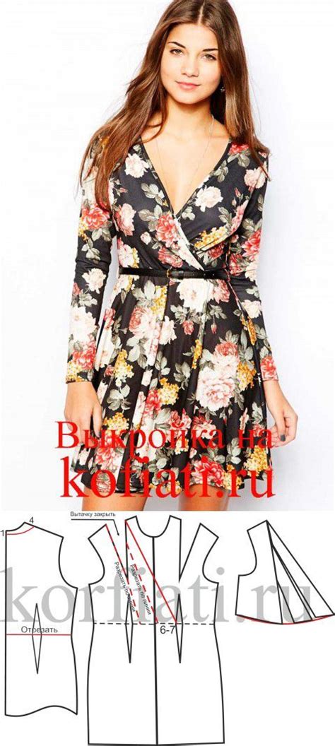 Выкройка платья с запахом от ШКОЛЫ ШИТЬЯ Анастасии Корфиати Выкройка платья Модели Платье