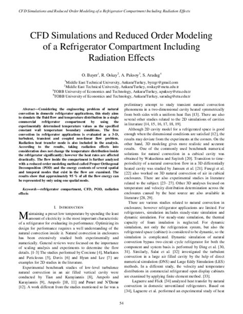 Pdf Cfd Simulations And Reduced Order Modeling Of A Refrigerator