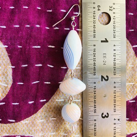 Blown Glass Earrings White Rainbow Earrings Glass Bead Etsy