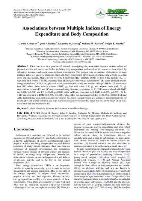 Pdf Energy Expenditure Indices And Body Composition