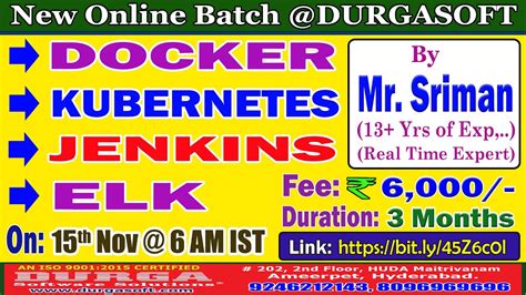 Docker Kubernetes Jenkins And Elk Online Training Durgasoft Youtube