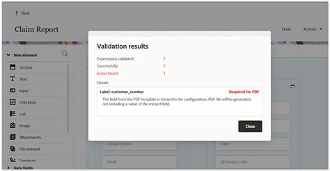 Validate Template In Form Configuration