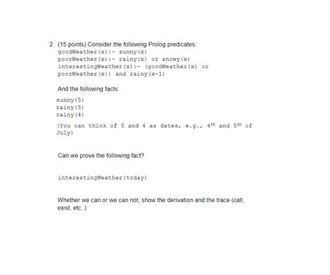 Solved 2 15 Points Consider The Following Prolog