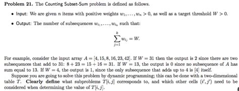 Solved Problem 21 The Counting Subset Sum Problem Is