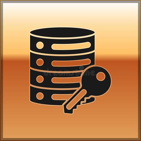 Black Server Security With Key Icon Isolated On Gold Background Security Safety Protection