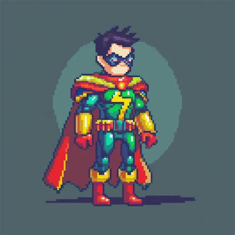 Premium Photo Pixel Art Superhero With Red Cape And Mask