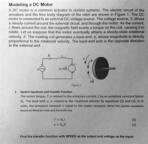 SOLVED Modeling A DC Motor A DC Motor Is A Common Actuator In Control Systems The Electric