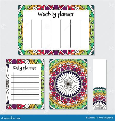 Semanario Y Planificador Diario Con El Modelo De La Mandala Stock De