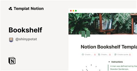 Bookshelf Templat Oleh Shinypotat Notion Marketplace